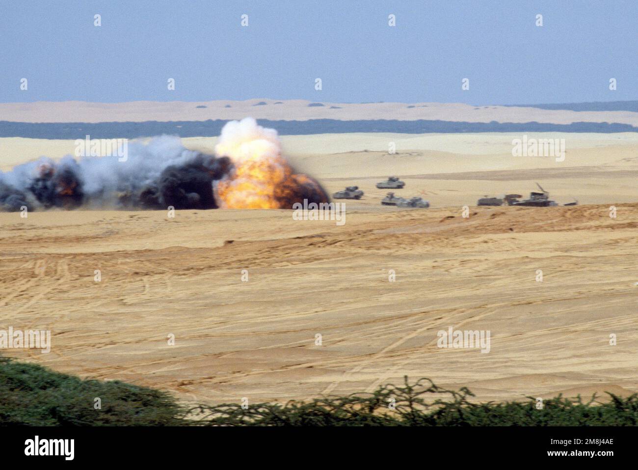 Fire and smoke blossom, signifying the detonation of a Mine Clearing ...