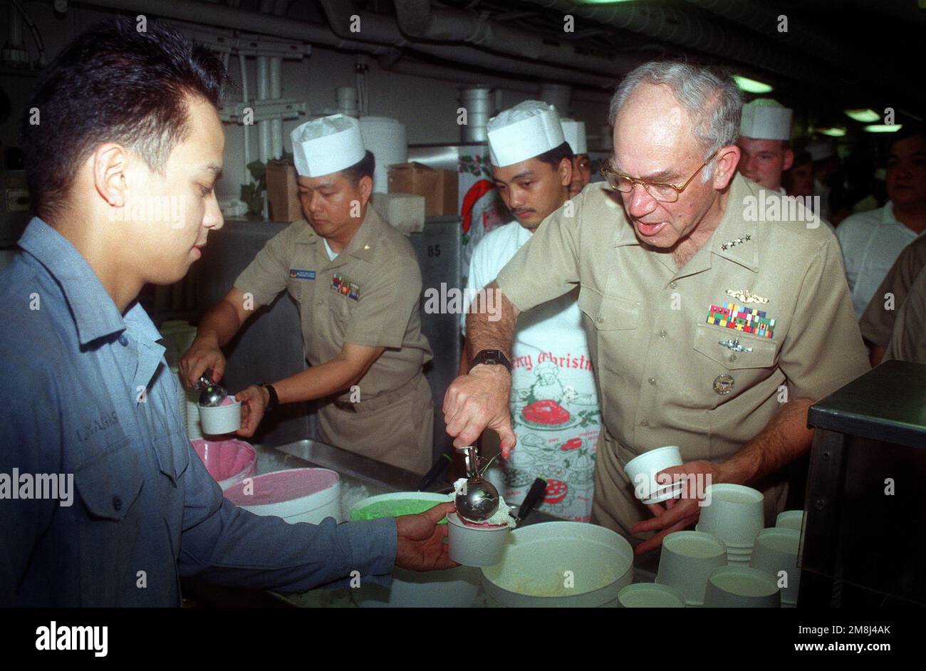 Admiral Frank B. Kelso, II, CHIEF of Naval Operations, serves ice cream ...