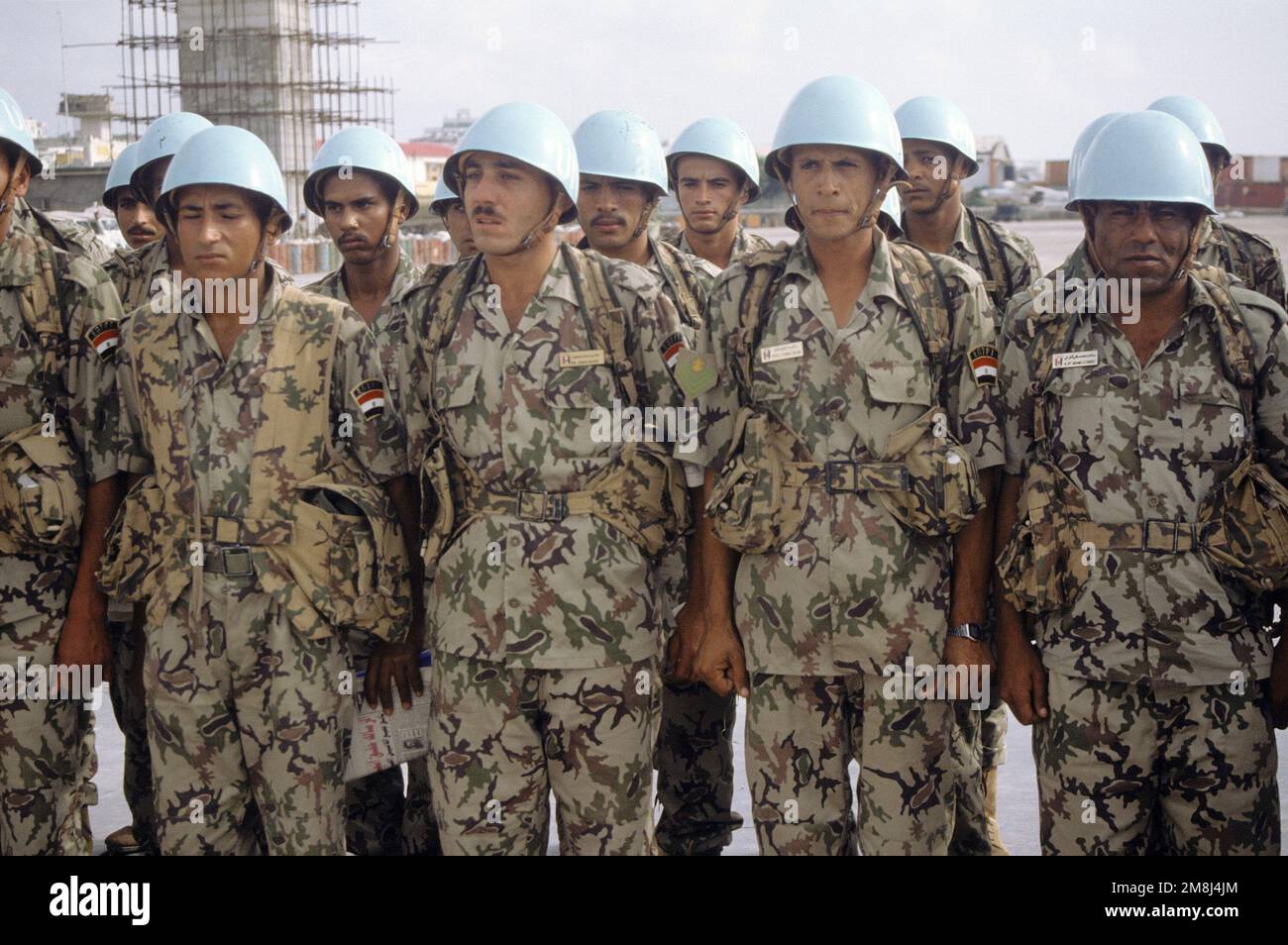 Egyptian soldiers form up and wait for further instructions upon their ...