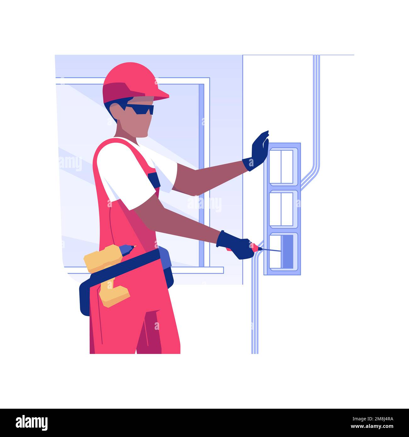 Light switches installation isolated concept vector illustration ... Light switches installation isolated concept vector illustration ...