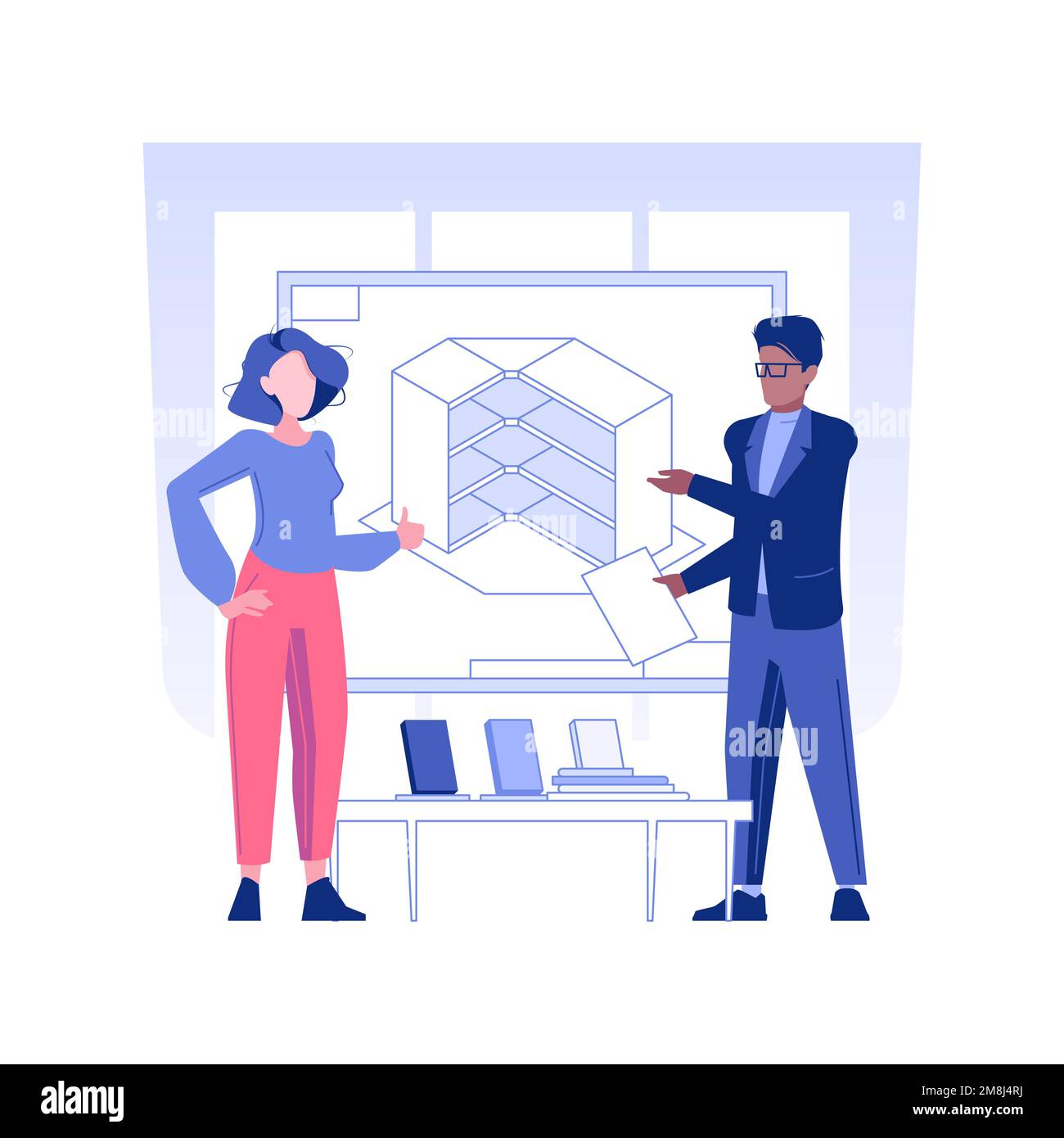 Interior designer talking client Stock Vector Images - Alamy