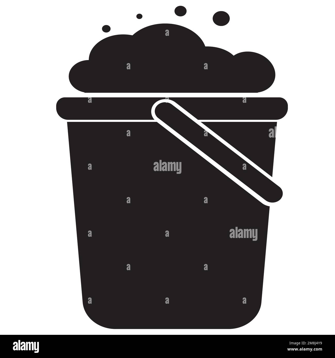 Bucket with foam icon on white background. bucketful with foam and ...