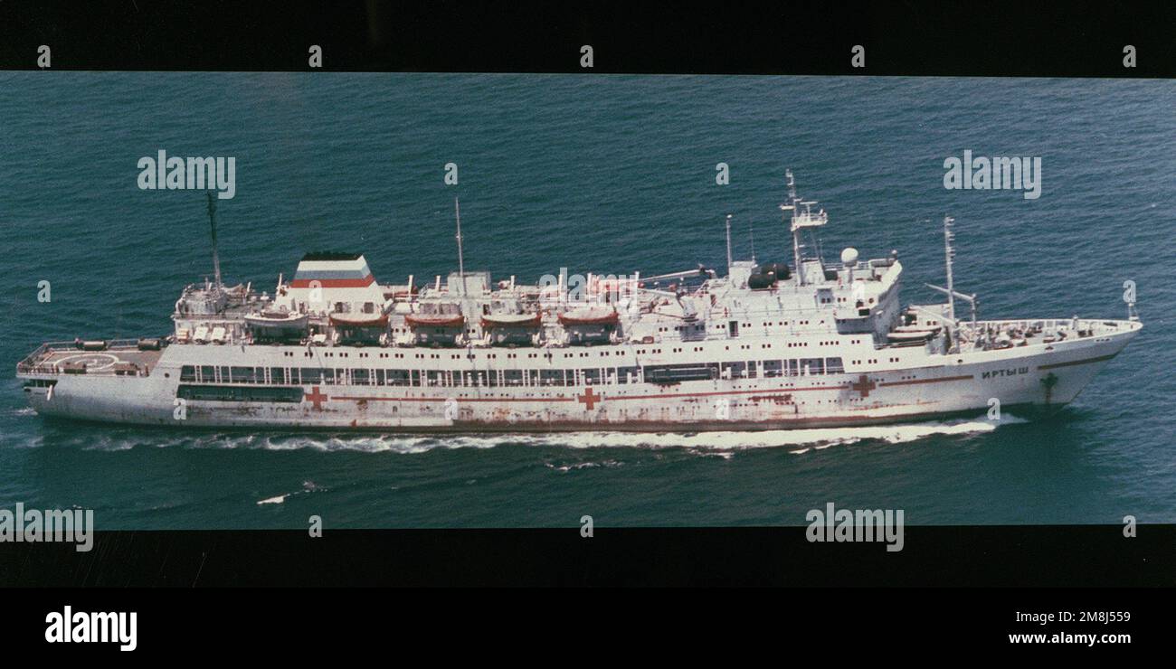 Aerial starboard side view of the Russian Pacific Fleet OB class ...