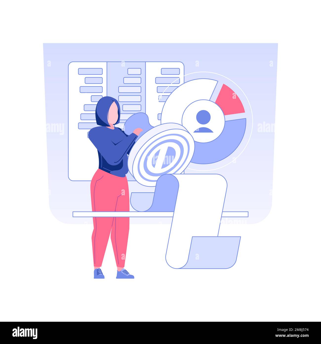 Company stamp isolated concept vector illustration. Secretary puts a ...