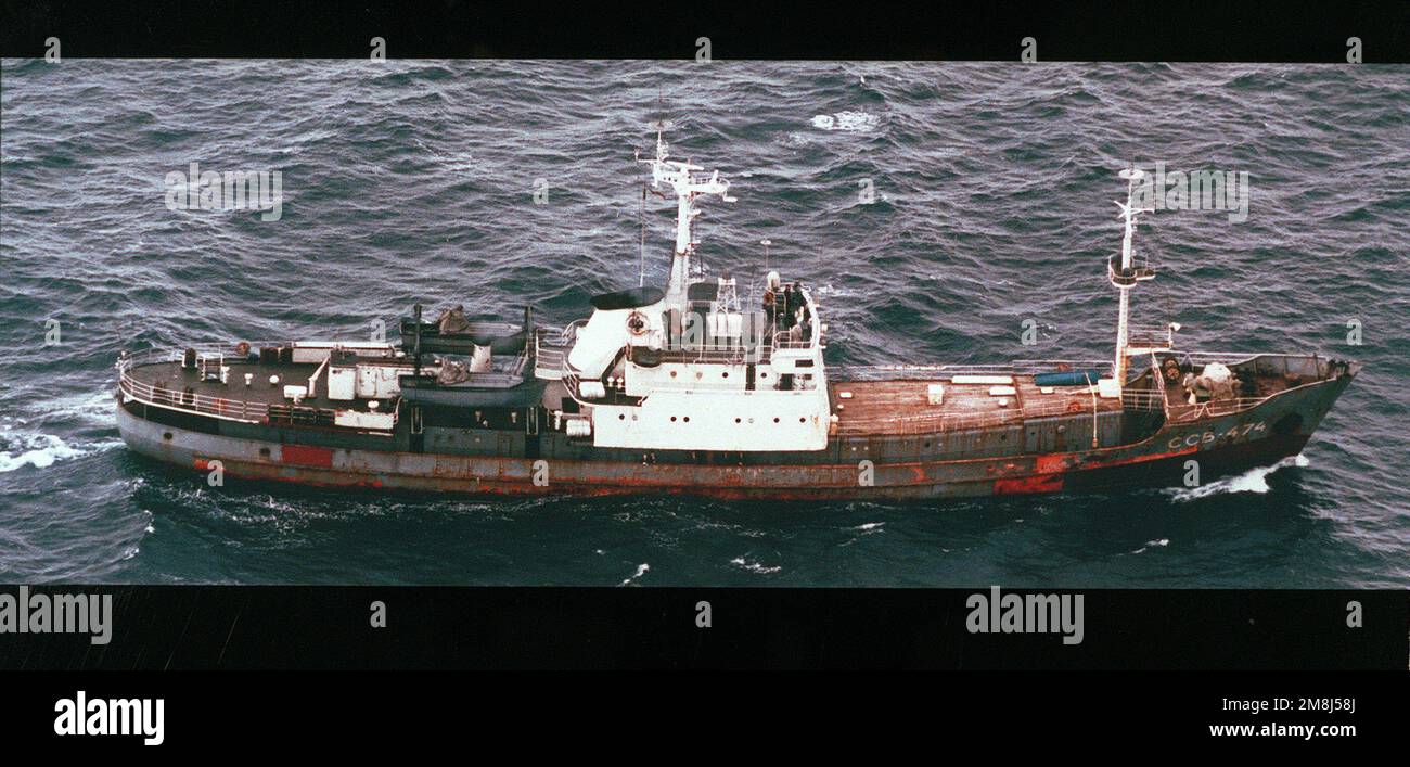 Aerial starboard side view of the Russian Navy Pacific Fleet Moma class ...