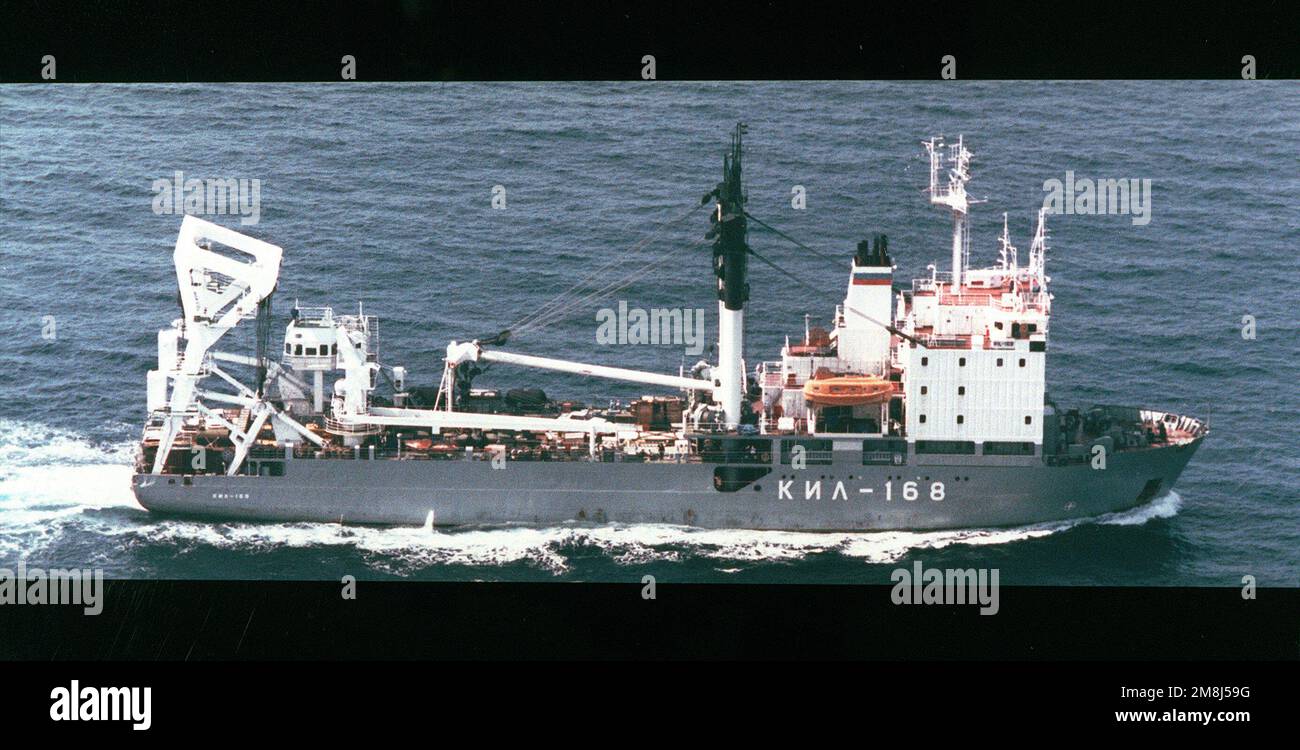 Aerial starboard side view of the Russian Navy Pacific Fleet Kashtan ...