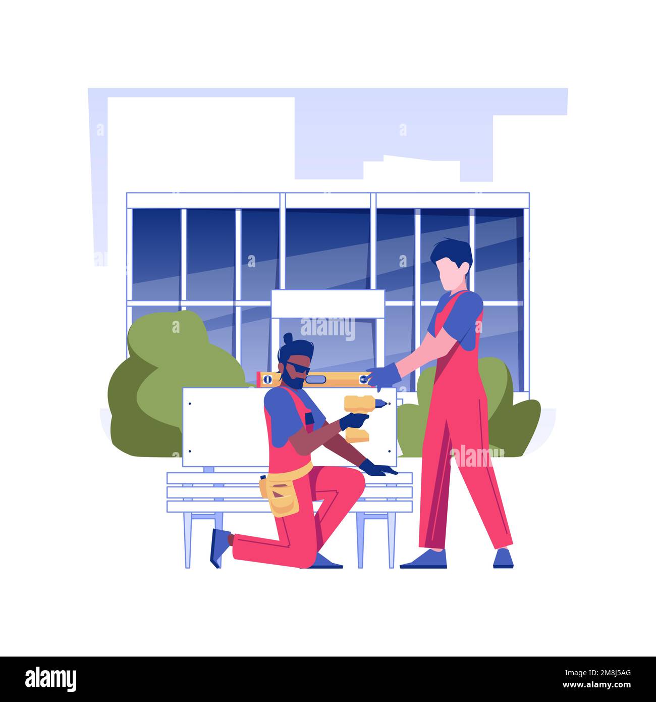 Commercial courtyard landscaping isolated concept vector illustration ...