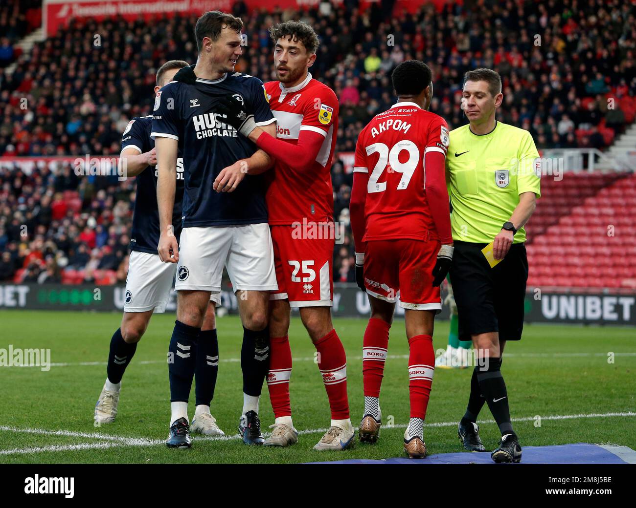 Tempers flare between Millwall's Jake Cooper and Middlesbrough's Chuba ...