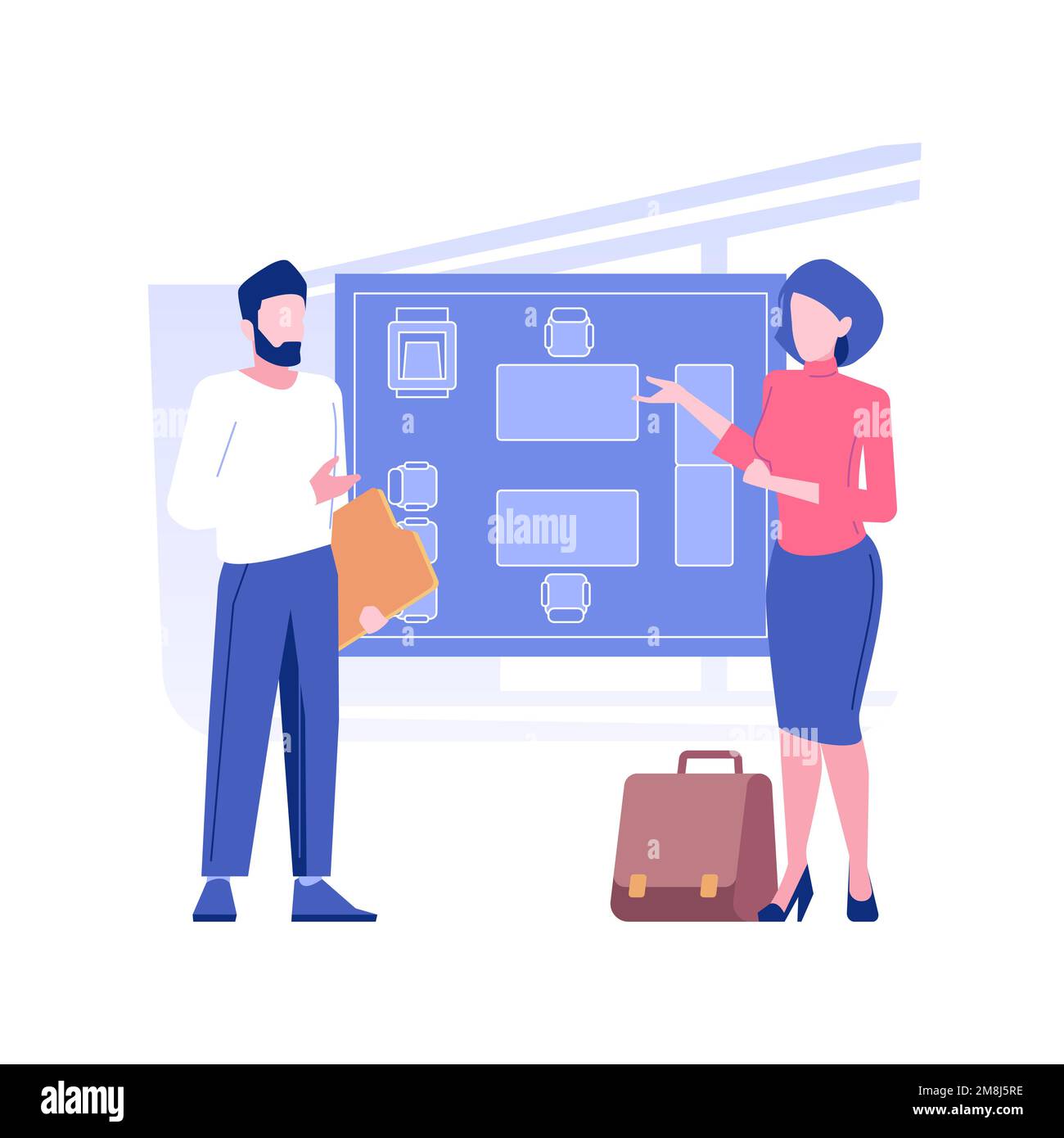 Furniture project isolated concept vector illustration. Businesswoman ...