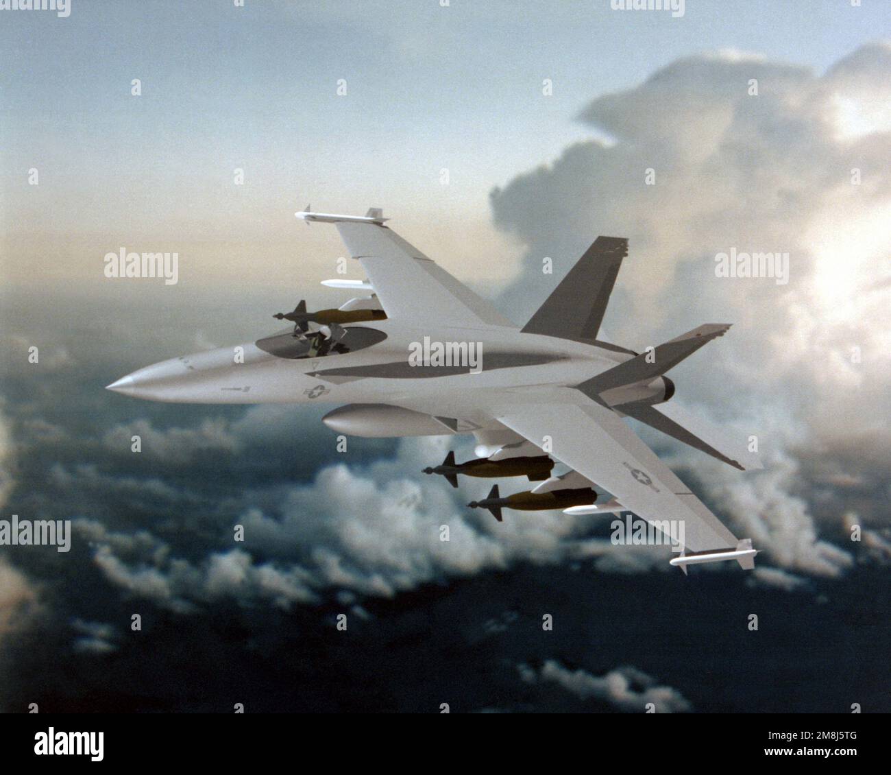 Computer graphics drawing of an F/A-18E/F Hornet aircraft equipped with ...