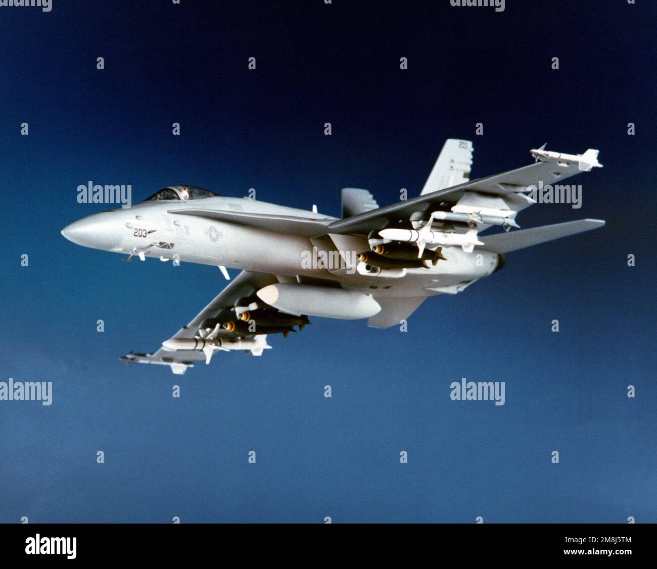 An F/A-18E/F Hornet aircraft model demonstrating the ability to carry ...