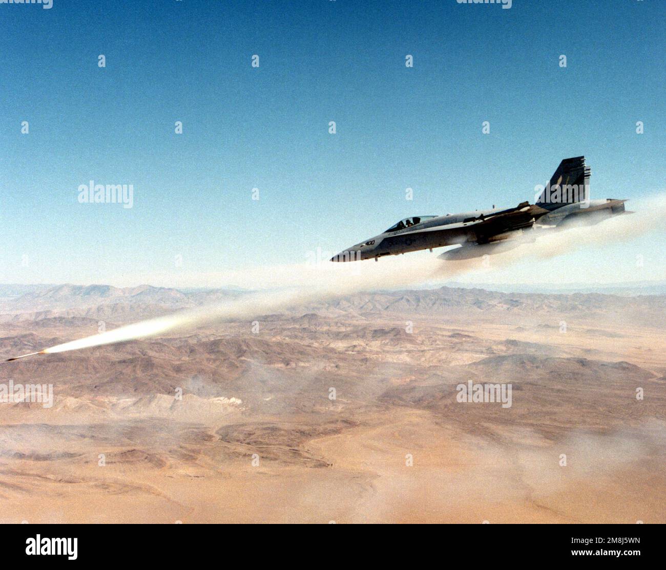 An F/A-18A Hornet aircraft of Strike Fighter Squadron 147 (VMFA-147 ...