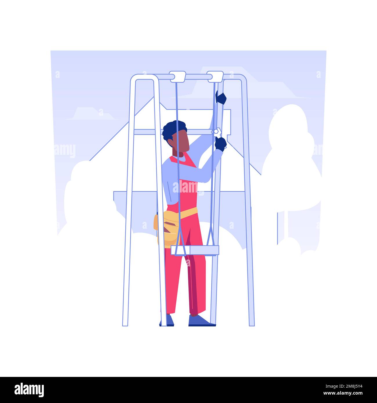 Playground Installation Isolated Concept Vector Illustration Repairman In Uniform Installs A