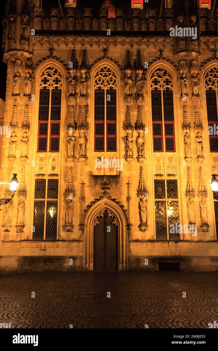 The City Hall exterior, Burg Square, Bruges City, West Flanders in the ...