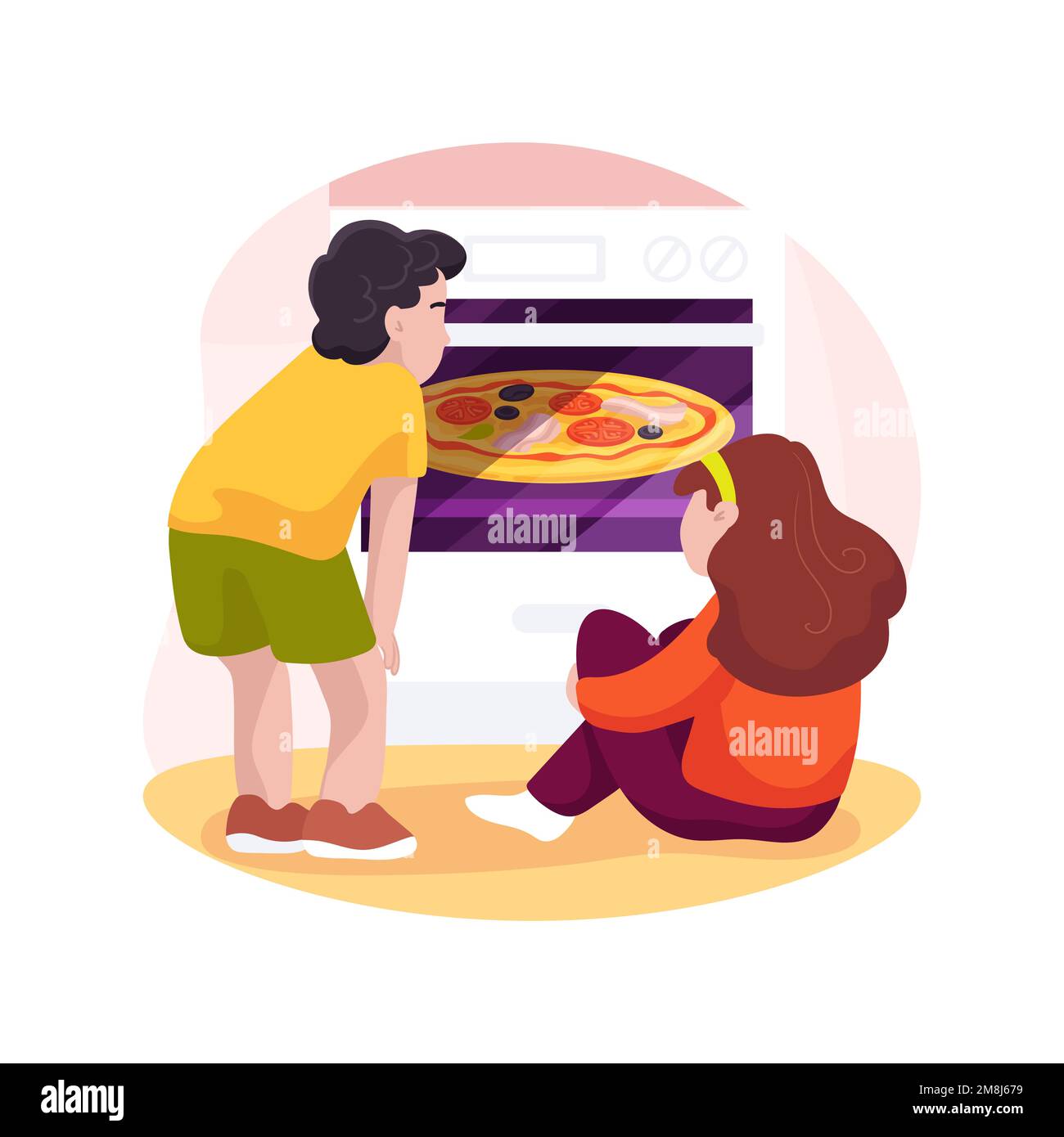 Family Eating Pizza Clipart