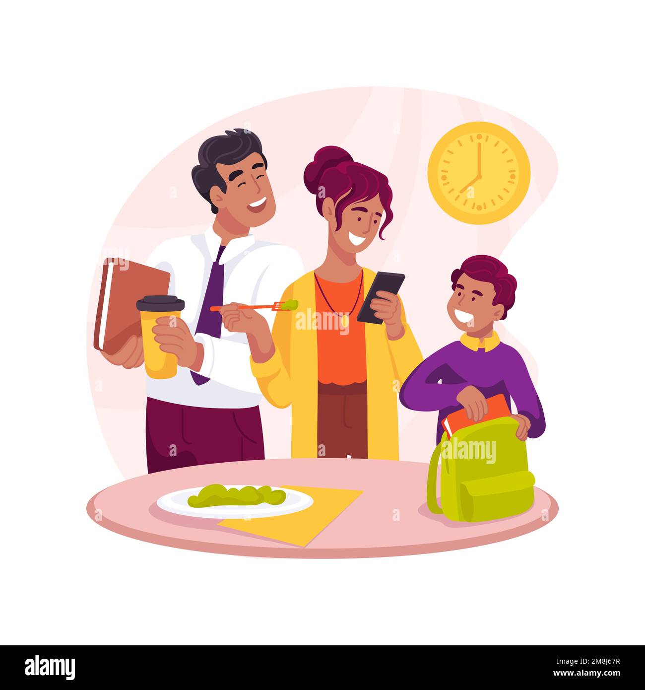 Morning rush isolated cartoon vector illustration. Adult in rush before ...