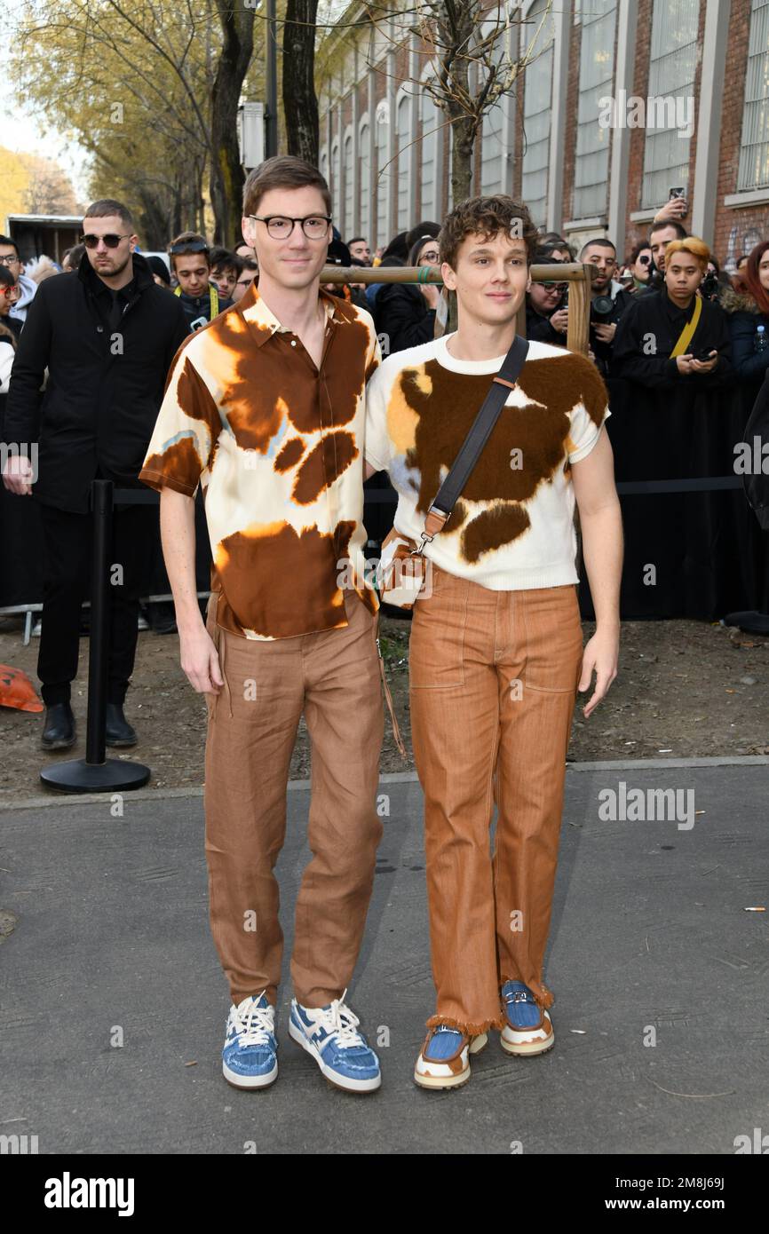 Milan, Italy. 14th Jan, 2023. Milan, guests arrive Fendi fashion show ...
