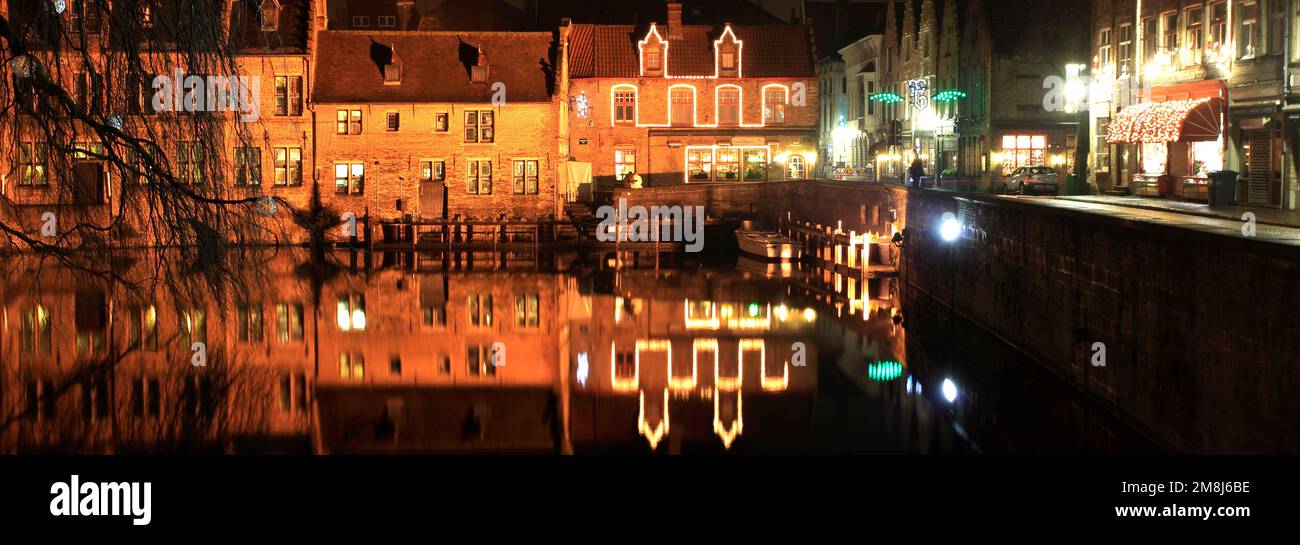 River Dijver, Rozenhoedkaai area, Bruges City, West Flanders in the ...