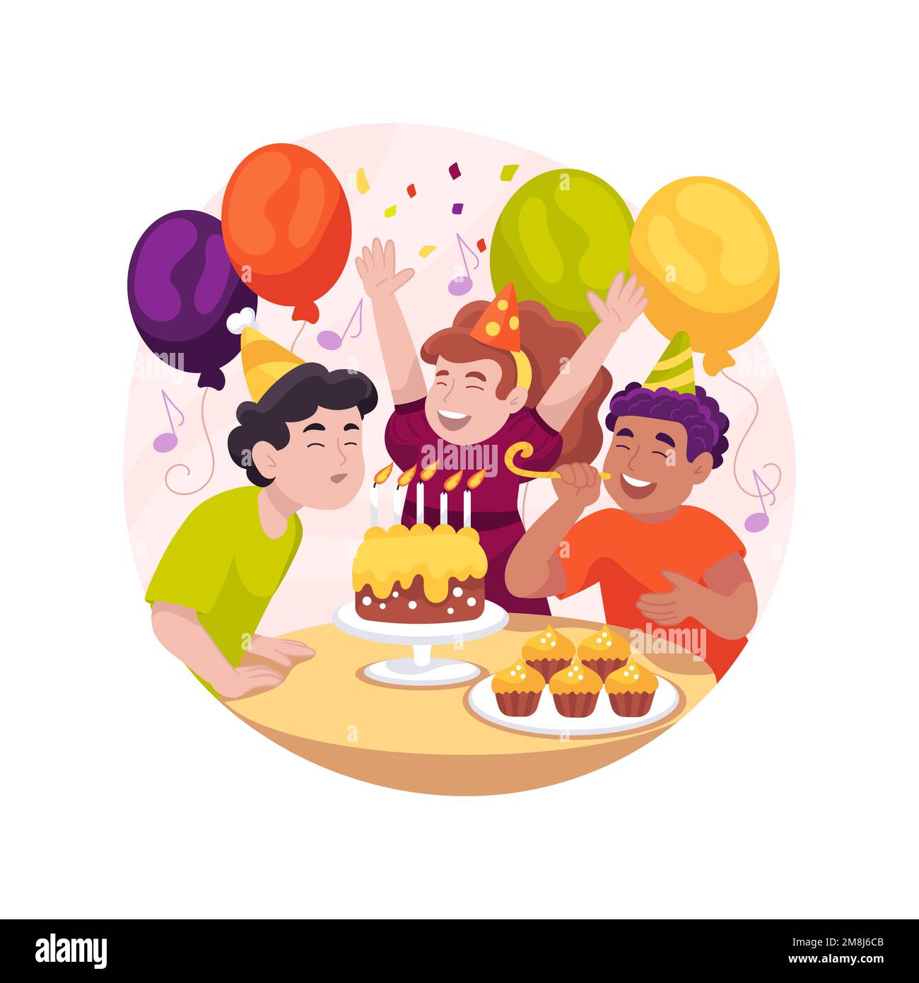 Singing Happy Birthday isolated cartoon vector illustration. Birthday ...