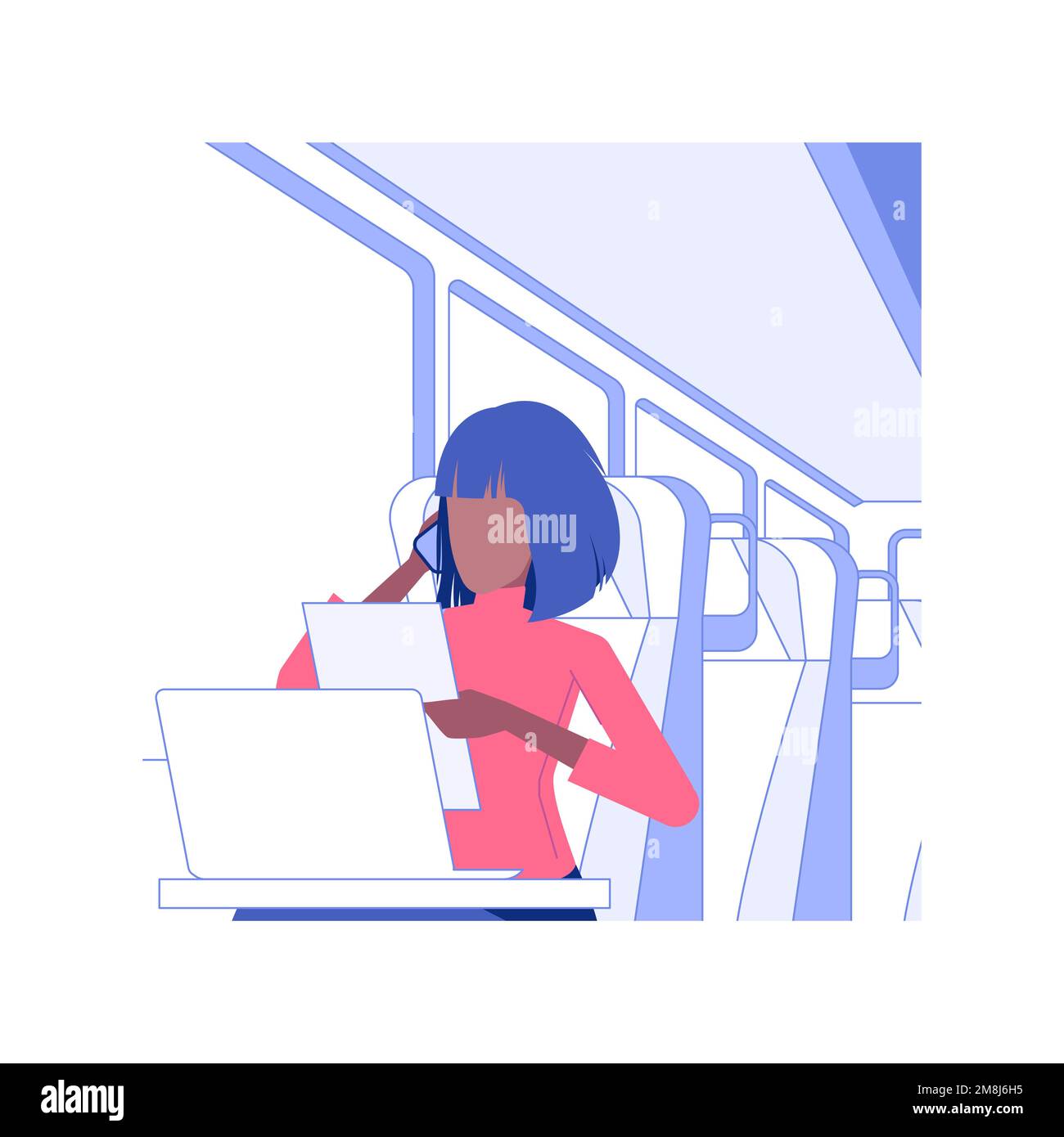 Working on the train isolated concept vector illustration. Busy man ...
