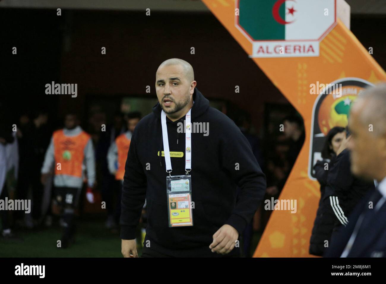 Bakari, Algeria. 14th Jan, 2023. Madjid Bougherra, Algerian coach, during the opening match of ...