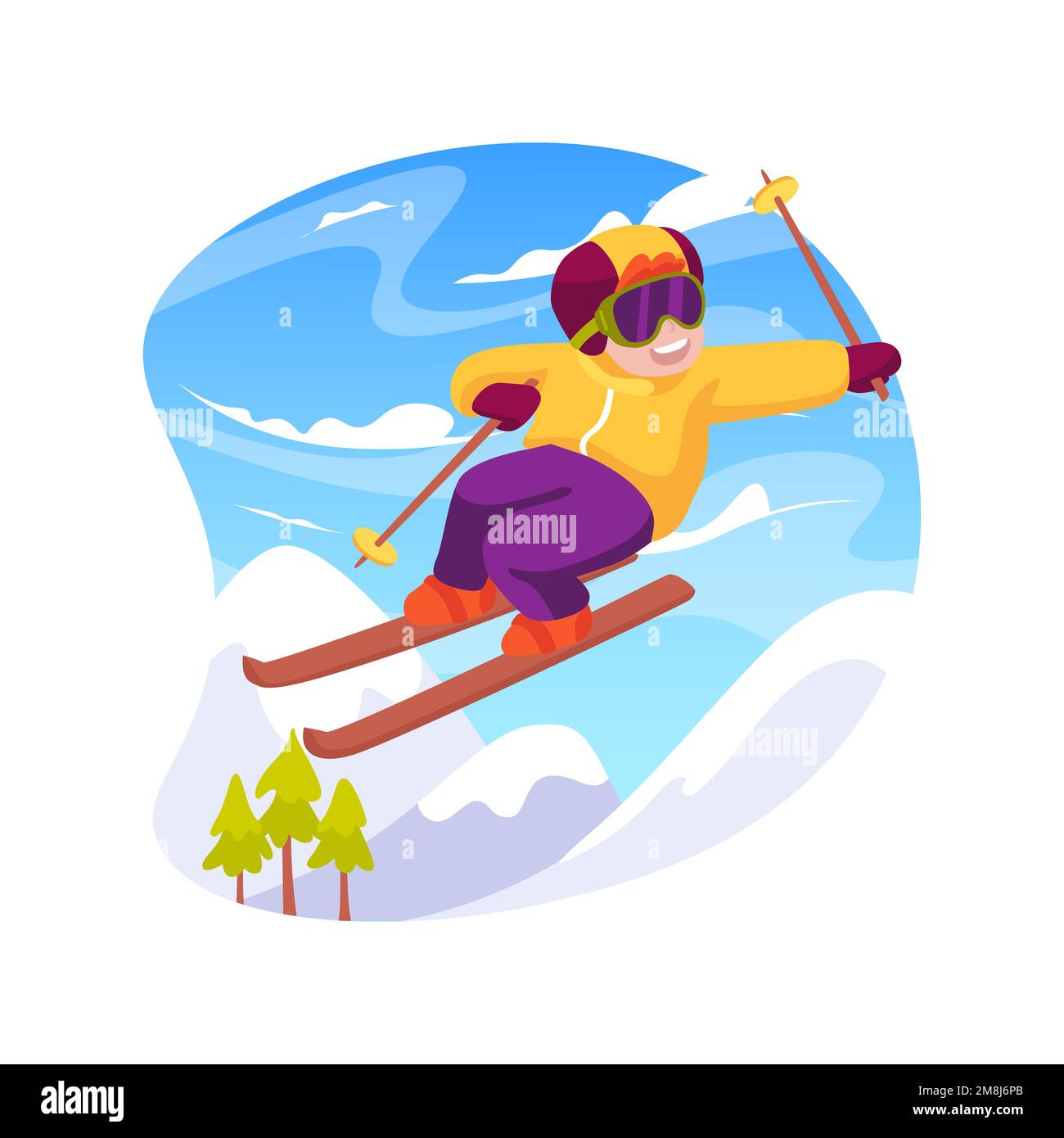 Ski tricks isolated cartoon vector illustration. Group of smiling kids ...