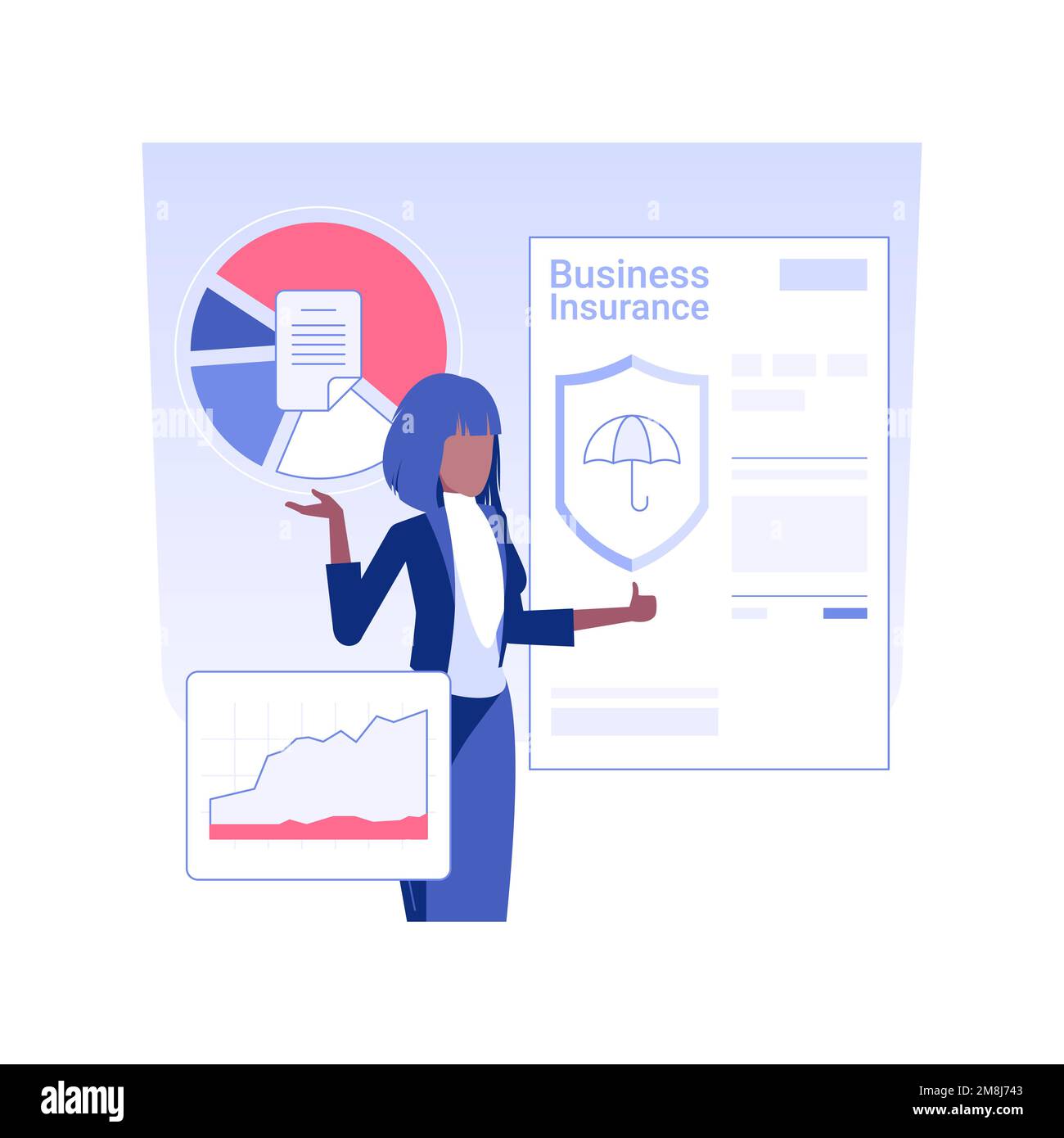 Business insurance isolated concept vector illustration. Person holding ...