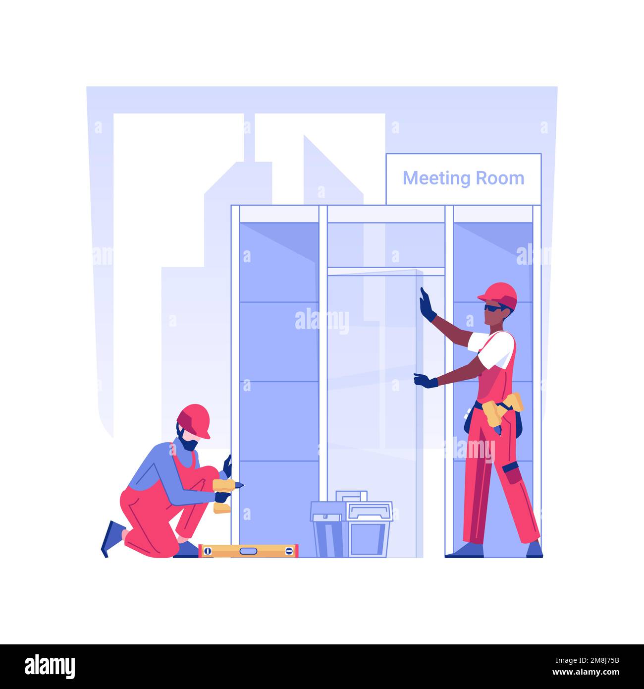 Installing partitions isolated concept vector illustration. Group of ...