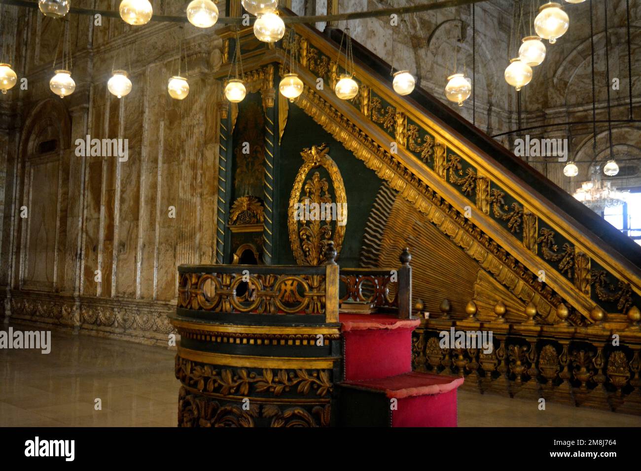 Details of prayer niche and mosque pulpit of The great mosque of ...