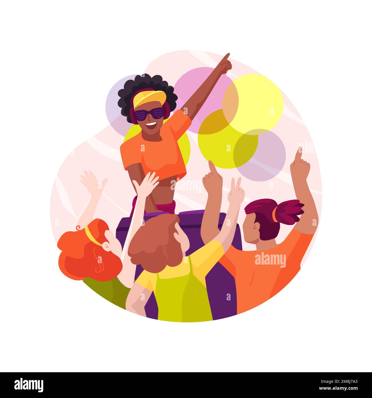 DJing skills isolated cartoon vector illustration. Smiling teenage girl ...