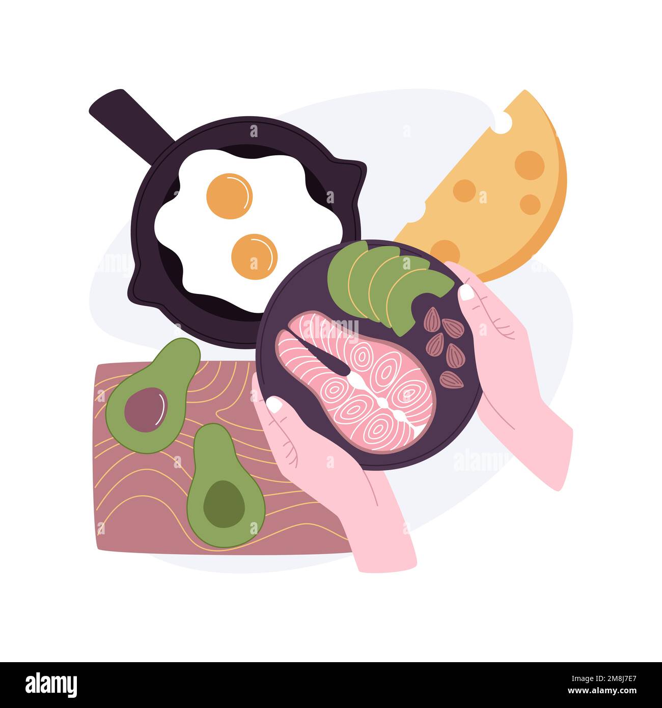 Ketogenic diet isolated cartoon vector illustrations. Woman makes ...
