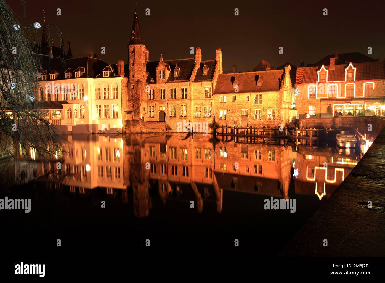 River Dijver, Rozenhoedkaai area, Bruges City, West Flanders in the ...