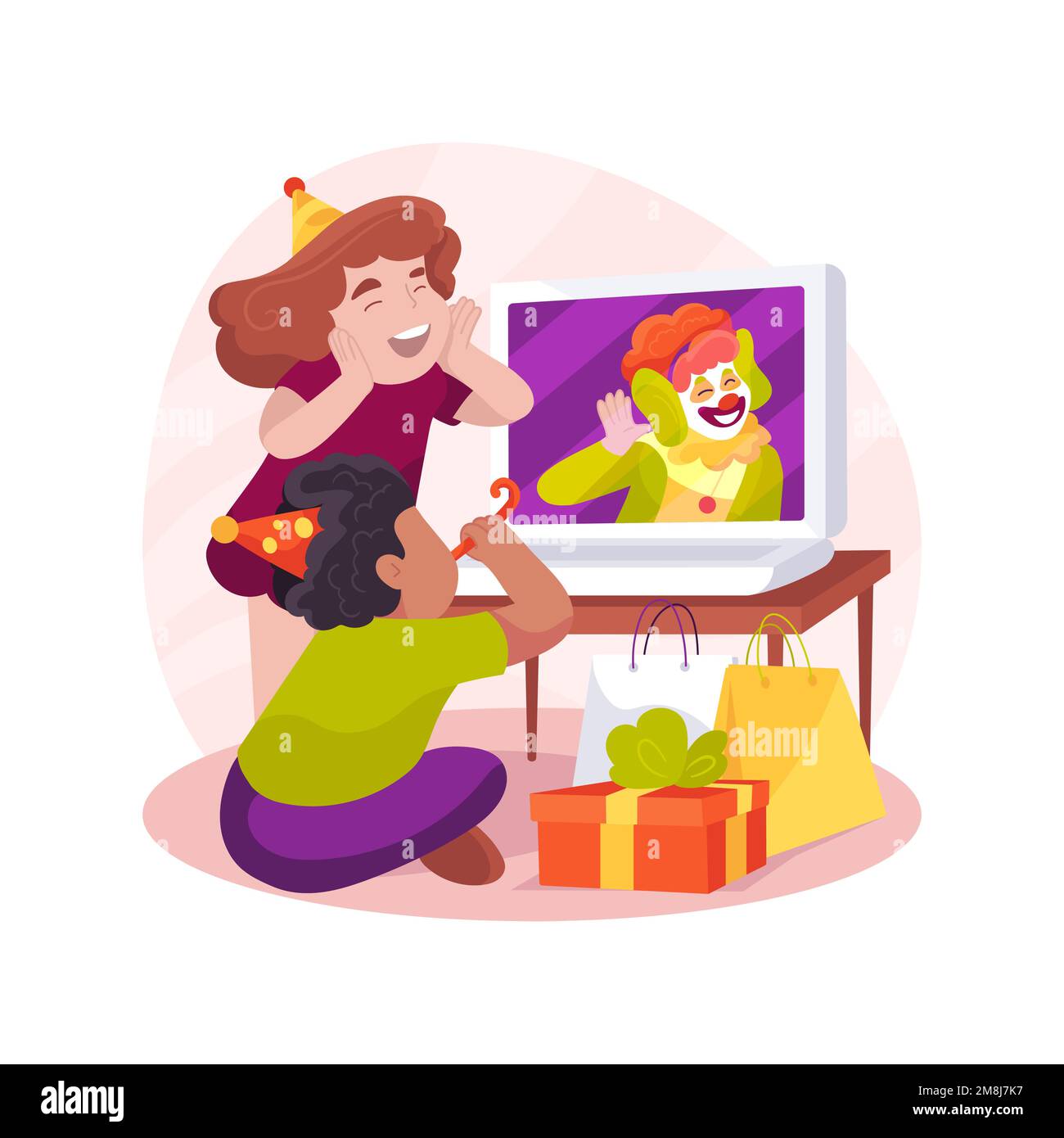 Virtual party isolated cartoon vector illustration. Online celebration ...