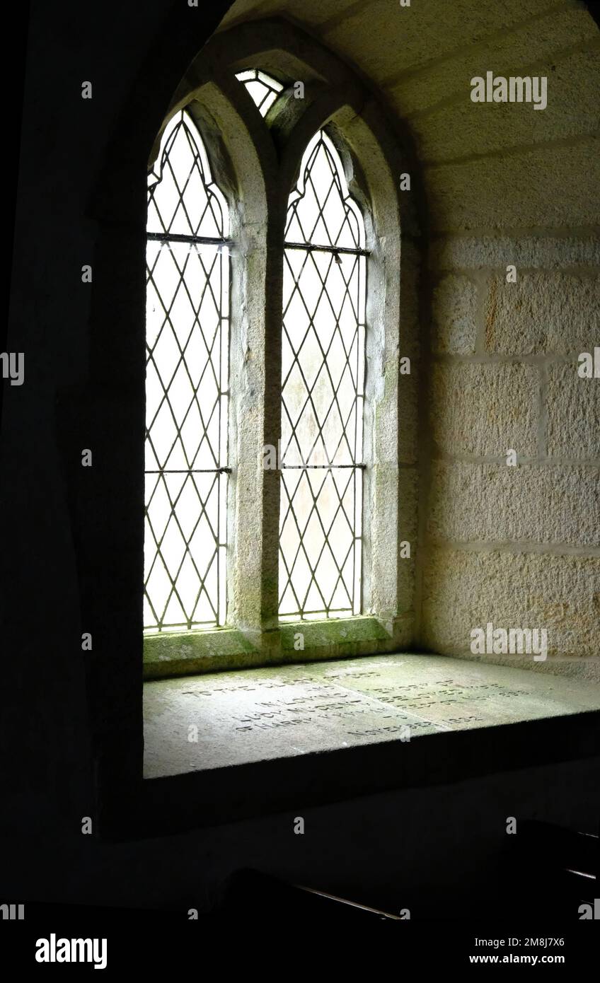 Simple window at Grade Church on the Lizard Peninsula, Cornwall, UK ...