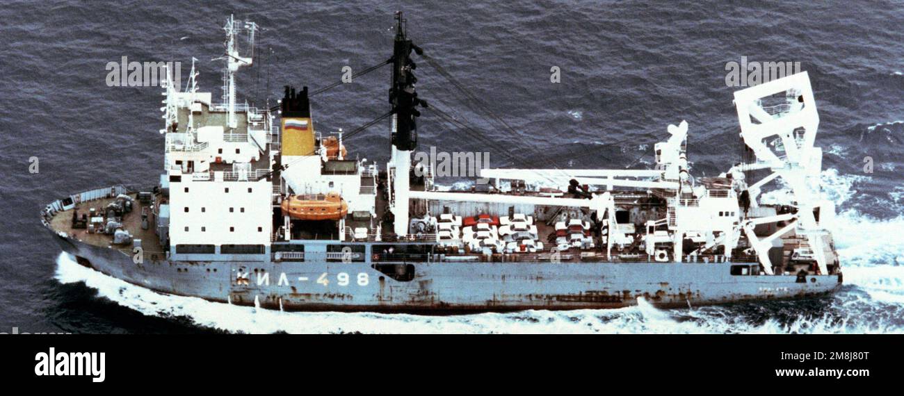 Port side view of the Russian Pacific Fleet Kashtan class mooring buoy ...