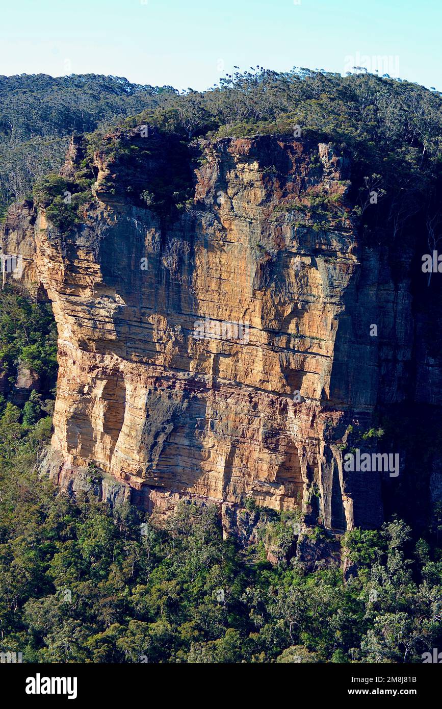 A view of a cliff face in the afternoon sunshine at Peckmans Plateau in ...