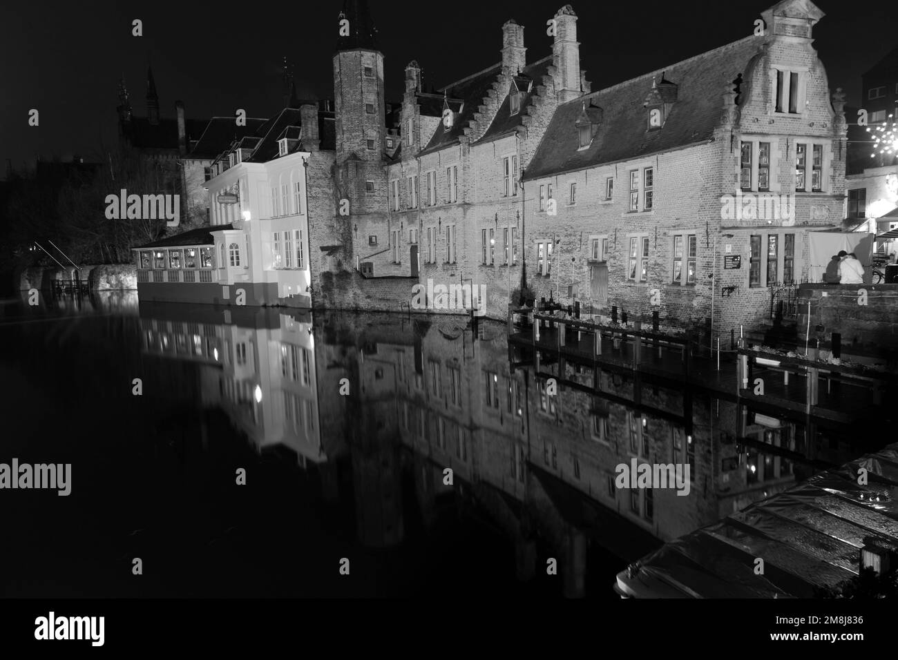 River Dijver, Rozenhoedkaai area, Bruges City, West Flanders in the ...
