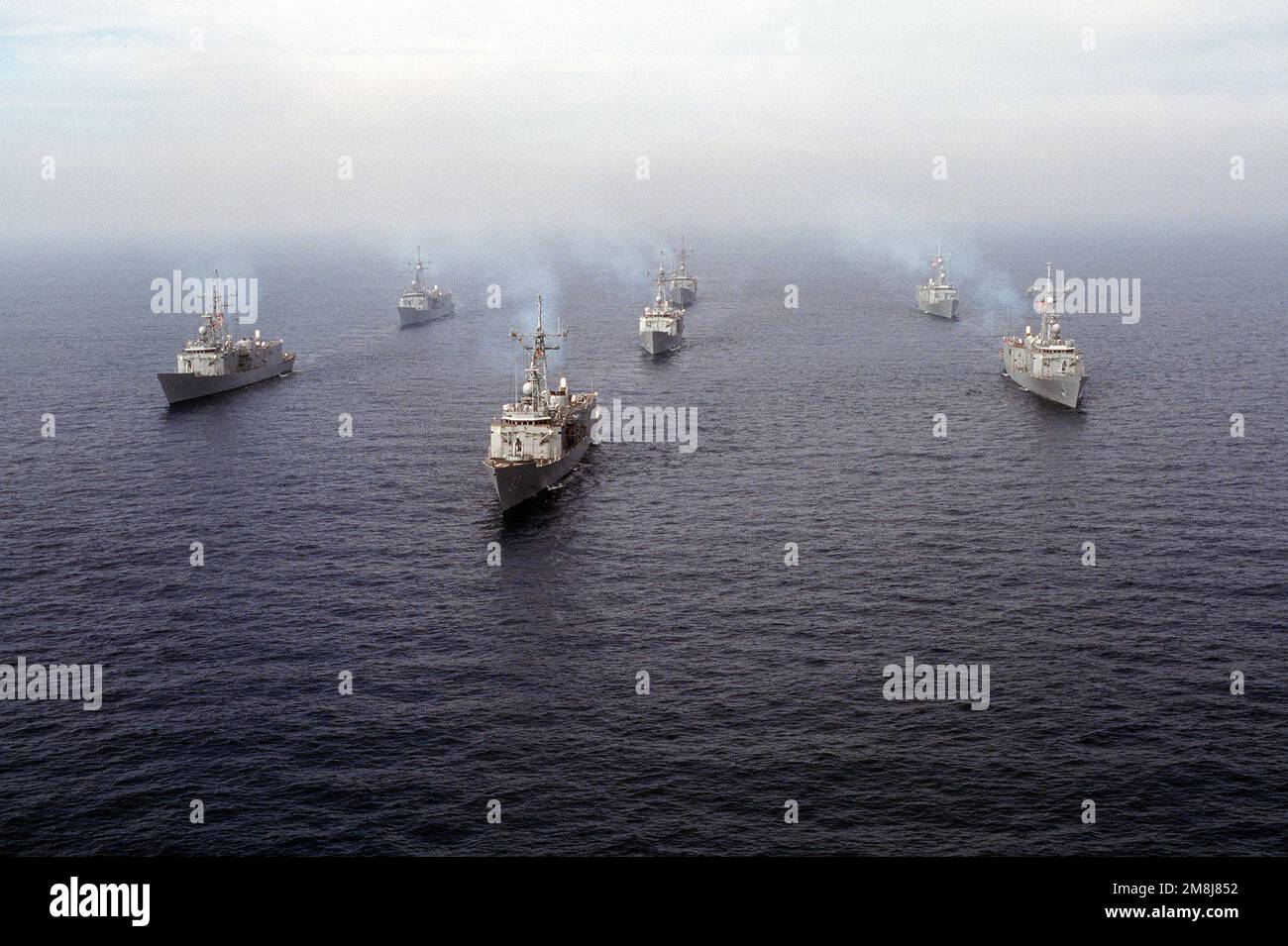 Destroyer Squadron One (DesRonOne) steaming in formation off the coast ...