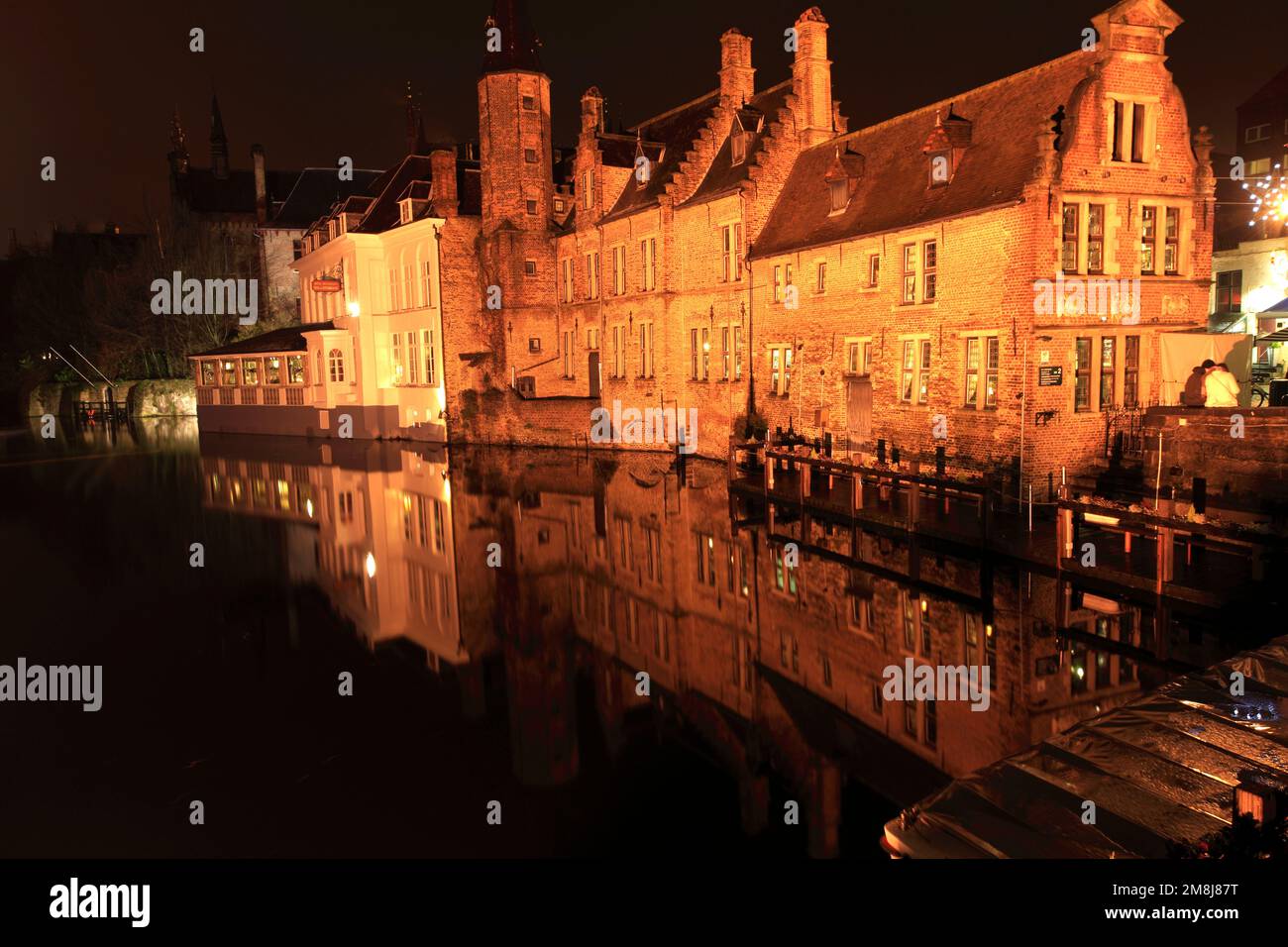 River Dijver, Rozenhoedkaai area, Bruges City, West Flanders in the ...