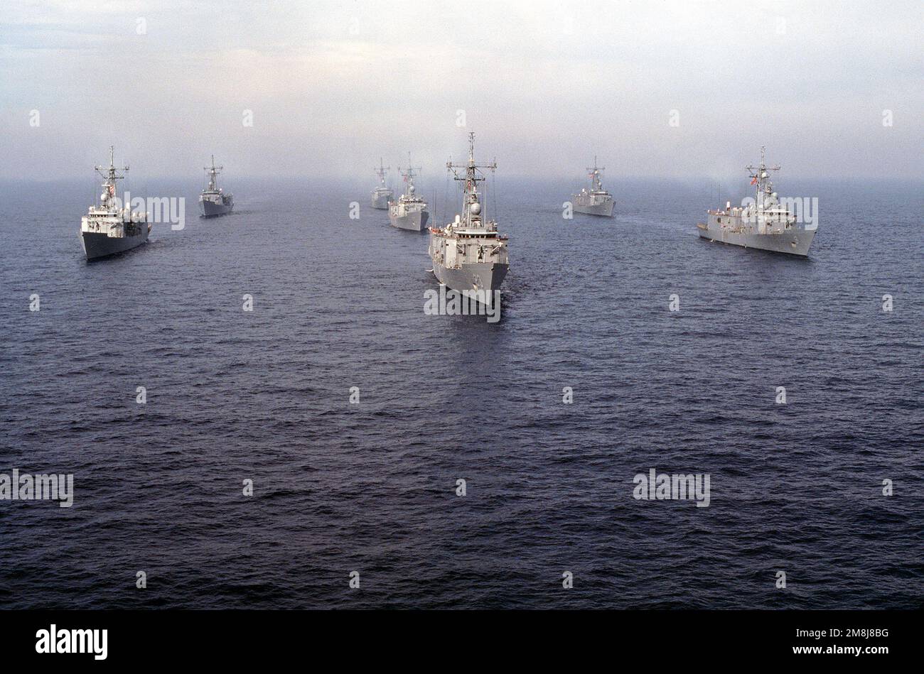 Destroyer Squadron One (DesRonOne) steaming in formation off the coast ...