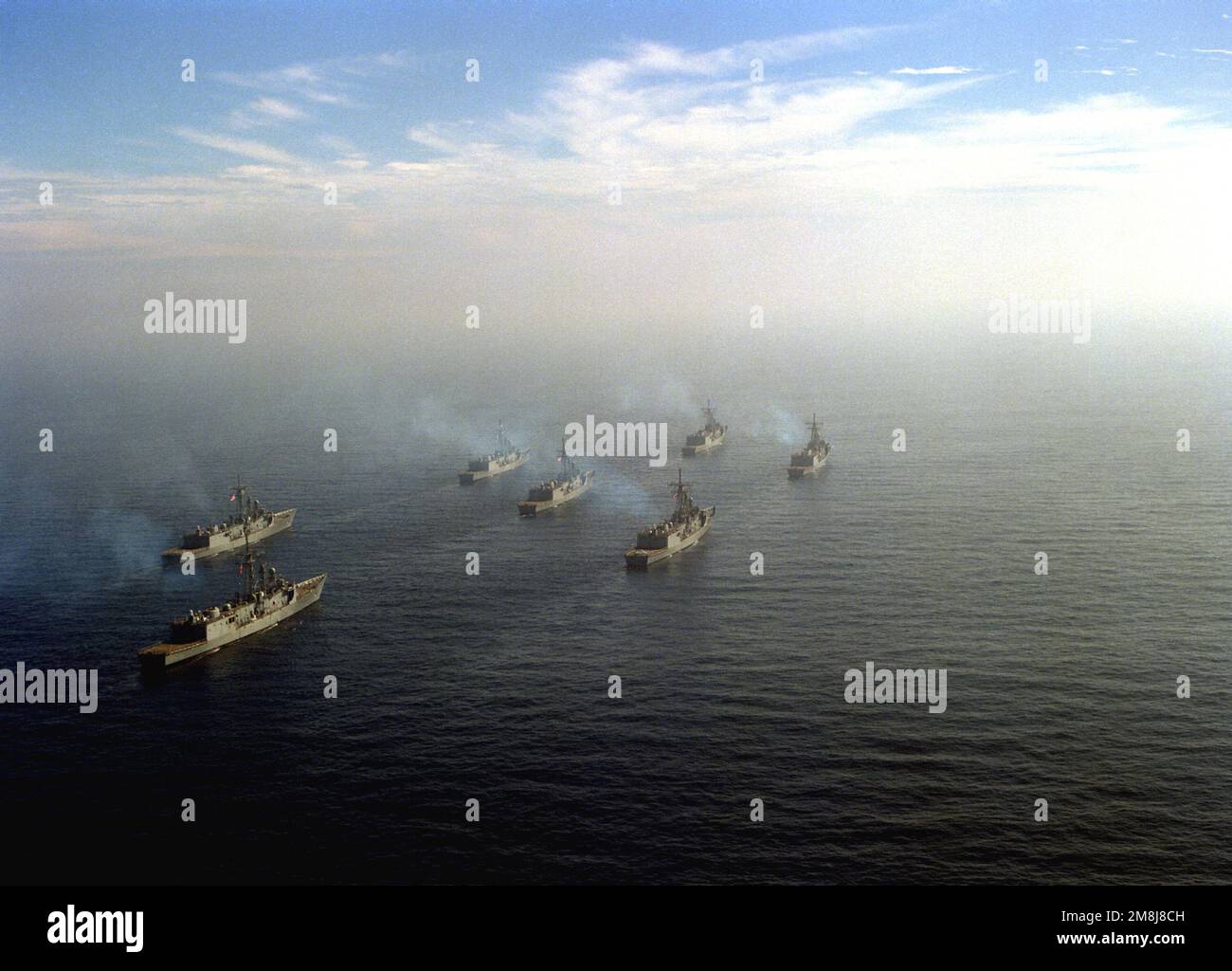 Destroyer Squadron One (DesRonOne) steaming in formation off the coast ...