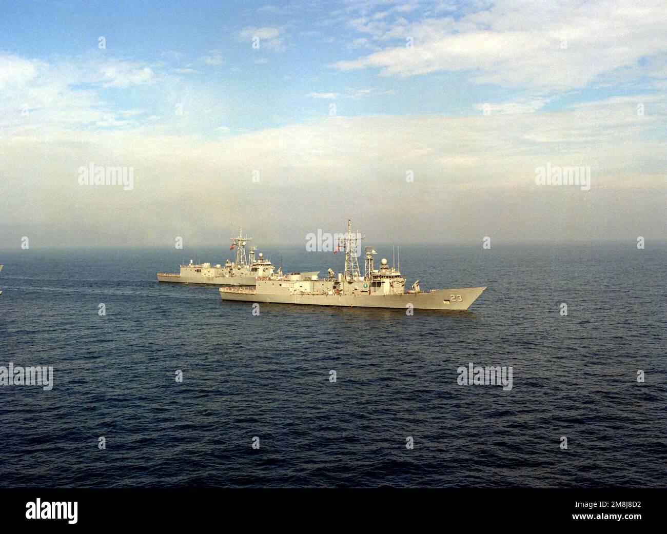 Destroyer Squadron One (DesRonOne) steaming in formation off the coast ...