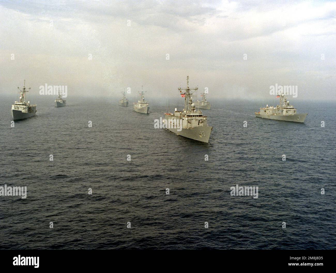 Destroyer Squadron One (DesRonOne) steaming in formation off the coast ...