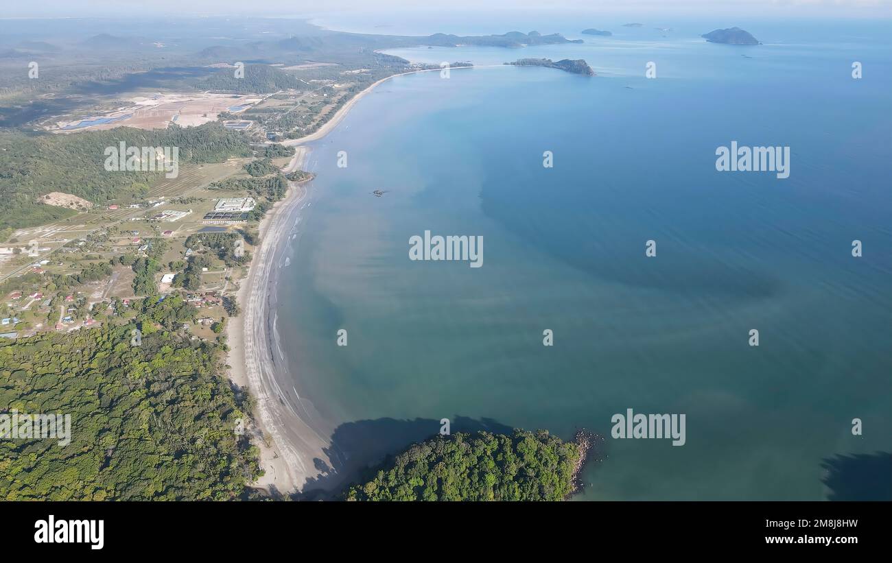 A beautiful landscape of an empty beach with tropical forests Stock ...