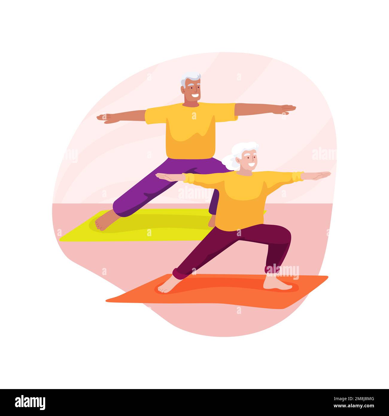 Yoga for elderly people isolated cartoon vector illustration. Senior ...