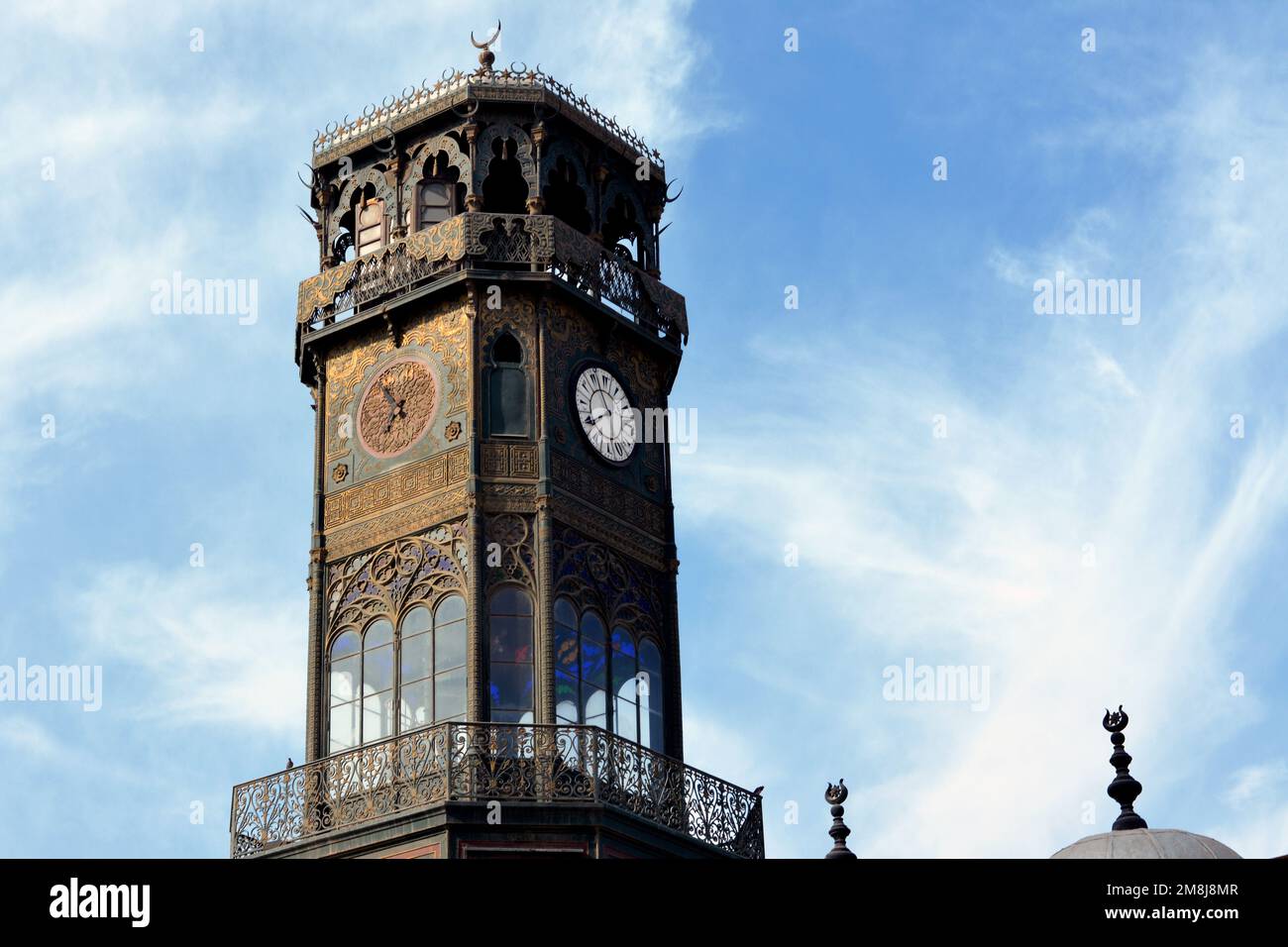 The clock tower of The great mosque of Muhammad Ali Pasha or Alabaster ...