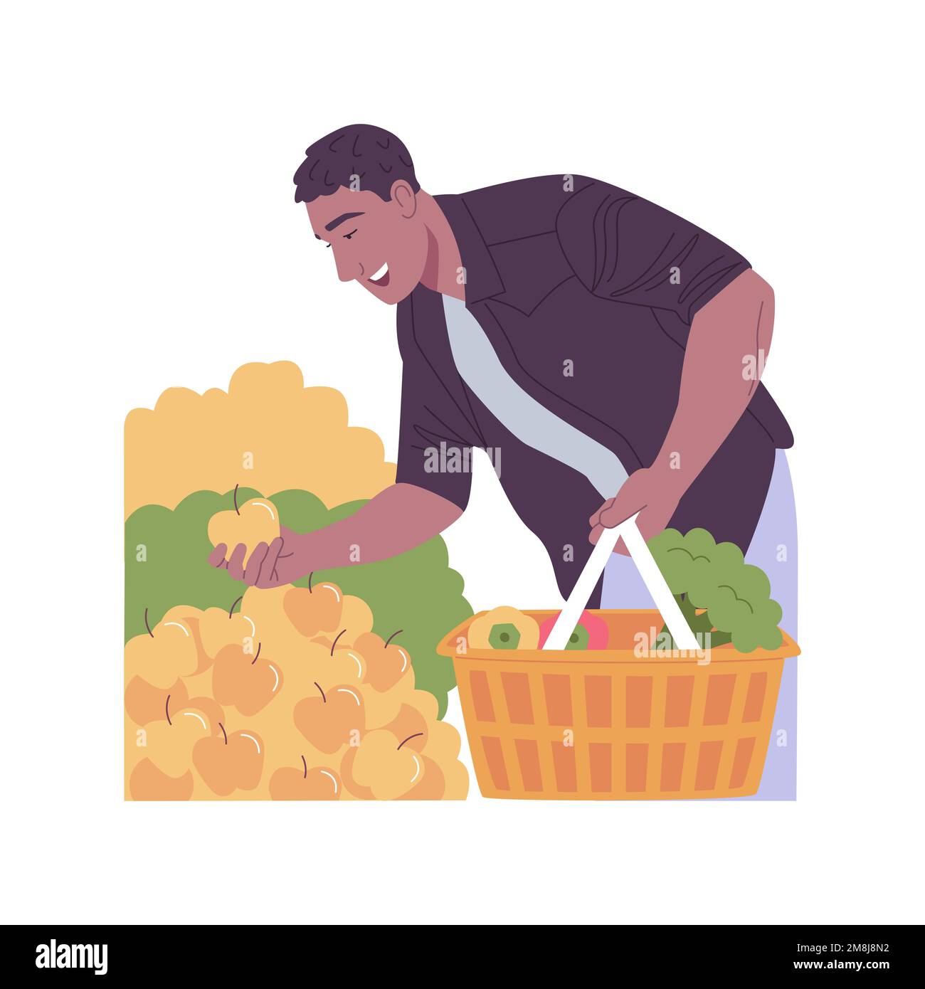 Healthy food choice isolated cartoon vector illustrations. Young ...