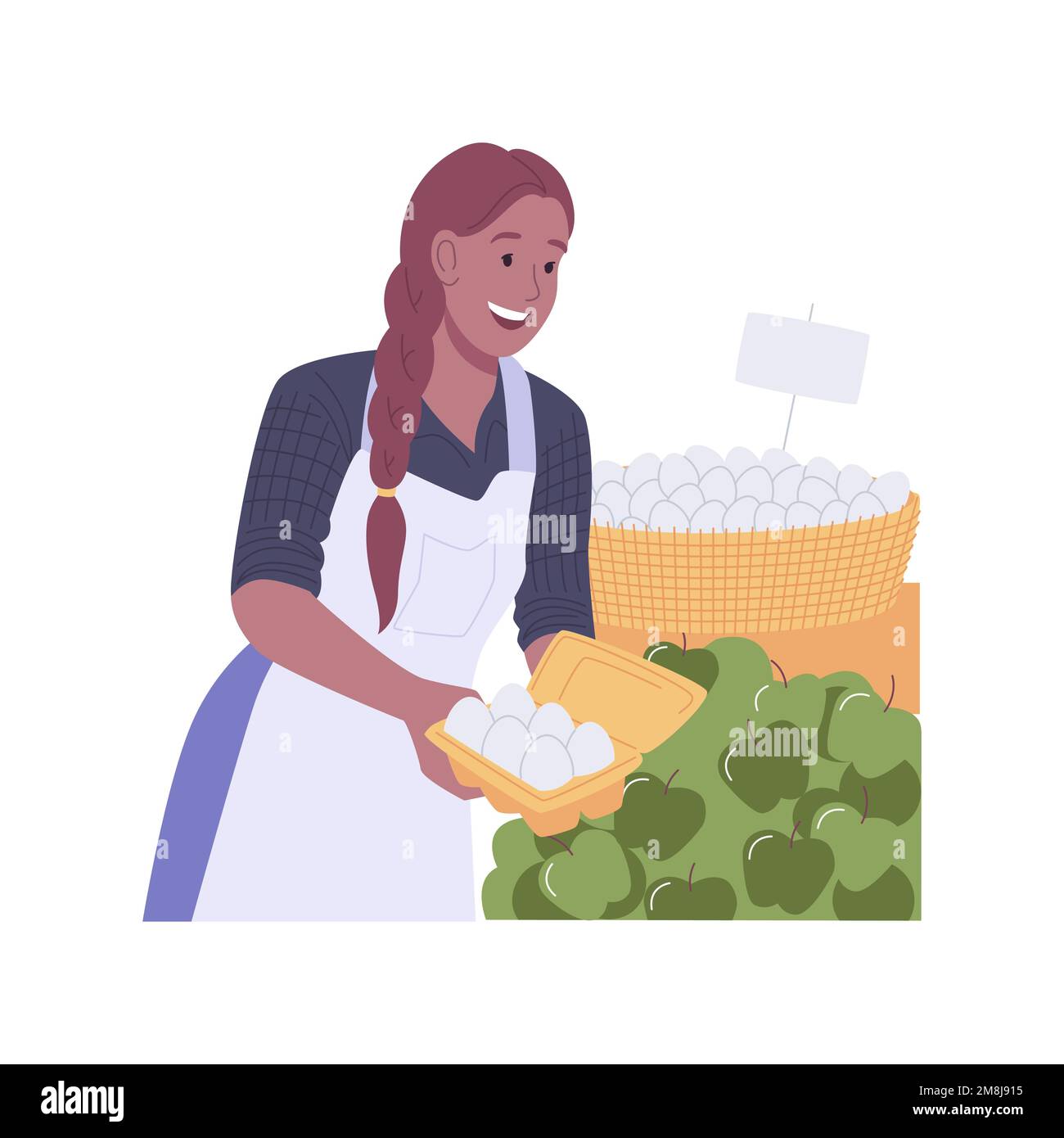 Eco market isolated cartoon vector illustrations. Store seller offering ...