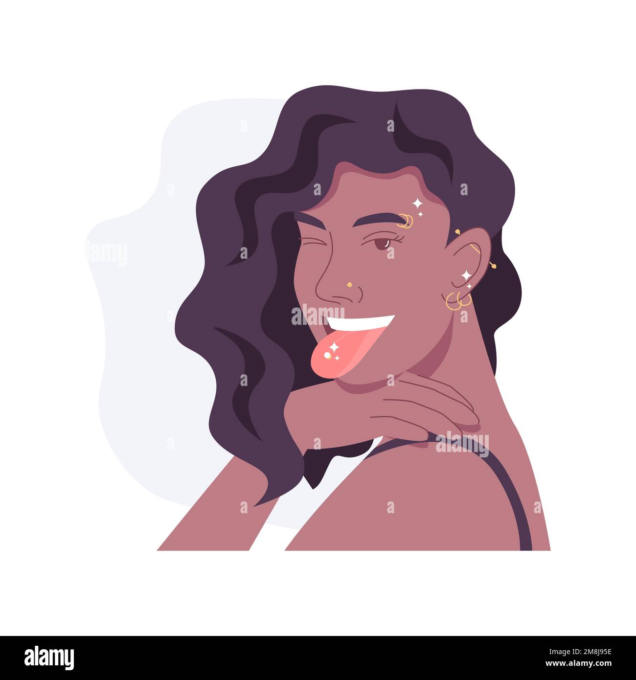 Piercing isolated cartoon vector illustrations. Girl with piercings ...
