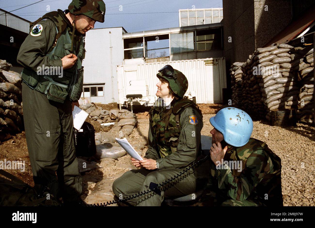 Members from the ADVON Team in Sarajevo use the SATCOM to coordinate ...